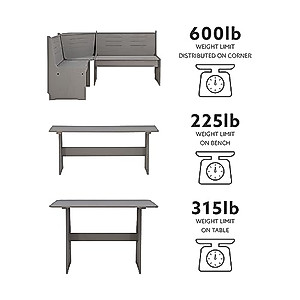 Linon Home Decor Products Grey Corner Dining Set by Linon Leyton Nook