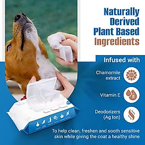 PUMBLER Pet Wipes for Dogs 100Pcs/1Pack – Unscented Dog Wipes with Vitamin E, Chamomile – Gentle Cat Wipes Ideal for Muddy Paws, Face, Dog Eye Wipes, Dog Ear Wipes – Resealable Lid Butt Wipes