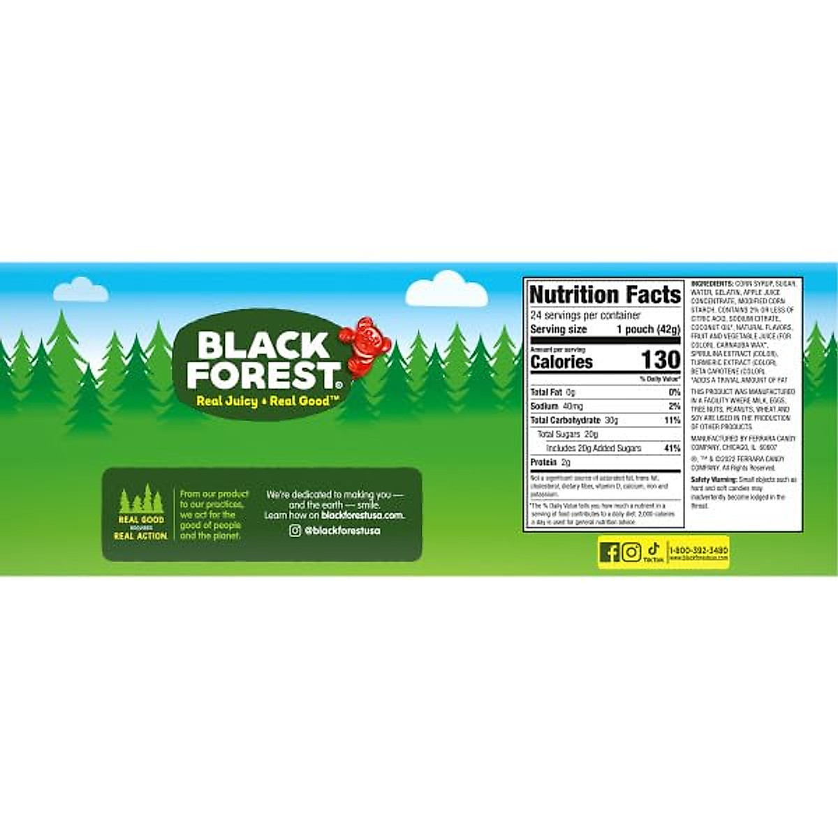 Black Forest Gummy Bears Candy, 1.5 Ounce Treat-Size Pouches (Pack of 24)