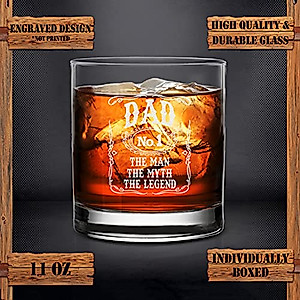 NeeNoNex Dad The Man The Myth The Legend Number One Whiskey Glass - Drinking Glass for Dad