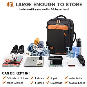 LOVEVOOK Carry on Backpack, 40L Travel Backpack for Women Men Airline Approved, Expandable Large Suitcase Backpacks With 4 Packing Cubes, Aer Travel Pack 3, Water Resistant Weekender Bag