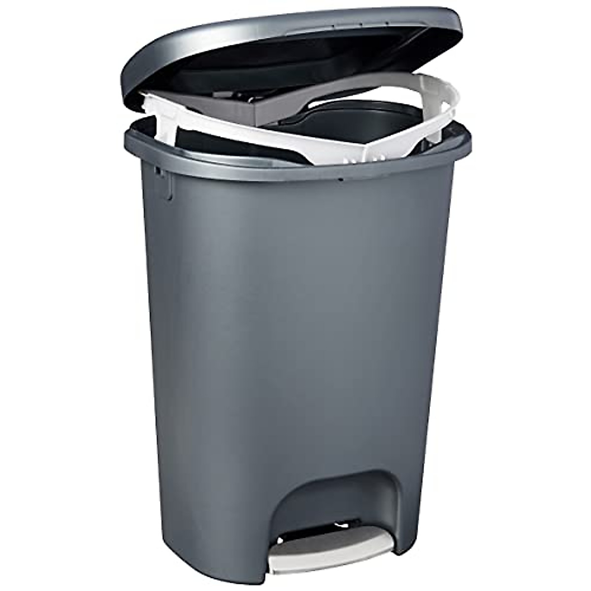Rubbermaid Classic 13 Gallon Trash Can with Lid and Stainless-Steel Pedal, Gunmetal Blue Waste Bin for Kitchen, NEW Premium Step-On