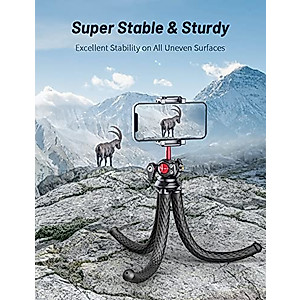 Phone Tripod Stand with Upgraded Phone Clip, Tupwoon Flexible Tripod for iPhone and Android Cell Phone, Portable Phone Stand for Video Recording, Camera, GoPro