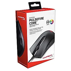 HyperX Pulsefire Core - RGB Gaming Mouse, Software Controlled RGB Light Effects & Macro Customization, Pixart 3327 Sensor up to 6,200DPI, 7 Programmable Buttons, Mouse Weight 87g