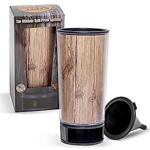 Wood Grain by Spit Bud - The Ultimate Spittoon for Chew - Portable Dip & Snuff Cup with Lid, Pop Tab, Spill-Proof Funnel, Can Cutter & Holder - Fit in Cup Holders - Holds 8oz - Made in USA