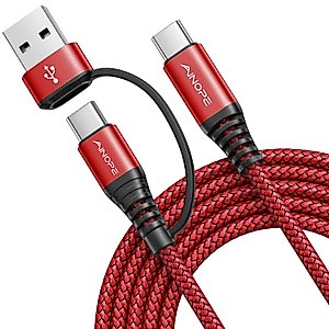 AINOPE USB C Cable 6.6ft C Chargers Fast Charging 4 in 1 for iPhone 16 15 Charger Cords, 60W Type C Cable iPad Charger Fast Charging Accessories USB to USB C Cable for iPad Pro Samsung MacBook Red
