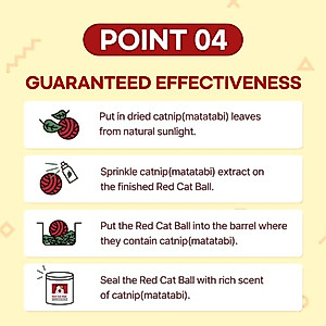 JAYU PET Red Cat Ball - Catnip Inside Cat Toy, Handmade Silvervine Ball Toys for Indoor Cats, Interactive Matatabi Cat Ball Toy, Cat Kitten Toys, Cat Balls (2.7 inch)