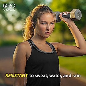 Qro Eversound Wireless Earbuds, Premium Deep Bass HiFi Stereo Earphones, Water Resistant Noise Canceling Bluetooth Headphones, Touch Control 4 Mic Headset, 30h Charging Case, iOS Android Sport Black
