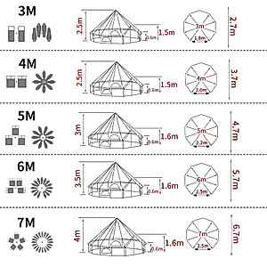 UNISTRENGH 5M/16.4ft Cotton Bell Tent with Stove Jacket (Top)