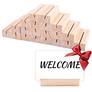 WXJ13 20PCS Wood Place Card Holders Wood Table Number Stands Wood Name Card Holders for Tables Table Sign Stand Picture Holder Acrylic Sign Holders for Wedding Dinner Home Party Events Decoration