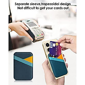 Miroddi MagSafe Wallet Card Holder for iPhone 14/13/12 Series - Blue+Orange RFID Blocking Faux Leather