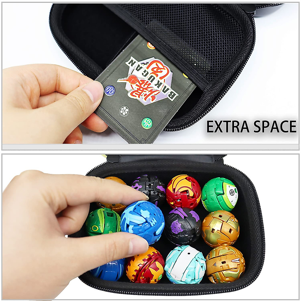 FCDYLBD Toy Organizer Case Compatible with Bakugan Battle Planet, BakuCores, Armored Alliance, Geogan Rising, Toy Organizer Storage Container Holder (12, Black)