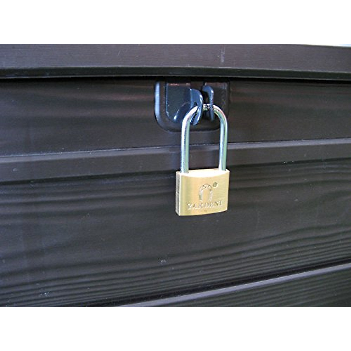 Keter Brightwood 120 Gallon Resin Large Deck Box for Patio Garden Furniture, Outdoor Cushion Storage, Pool Accessories, and Toys, Grey