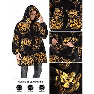 Lushforest Wearable Blanket oversized Hoodie, Super Warm and Cozy Sherpa Fleece Hooded body Sweatshirt Blanket, Thick Flannel Blanket with Elastic Sleeves and Giant Pocket for Women Adults Men Teens