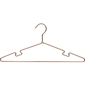 Rose Gold Finish Metal Suit Hanger with Notches in 17" Length X 3/16" Thick, Box of 25