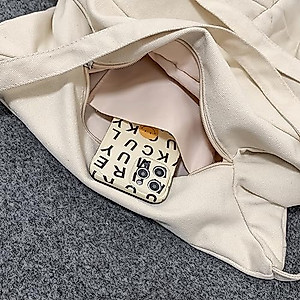 Aktudy Unisex Canvas Crossbody Bag Wide Adjustable Strap Casual Messenger Bag Versatile Solid Shoulder Bag Large Capacity Foldable Fashion Sling Bag