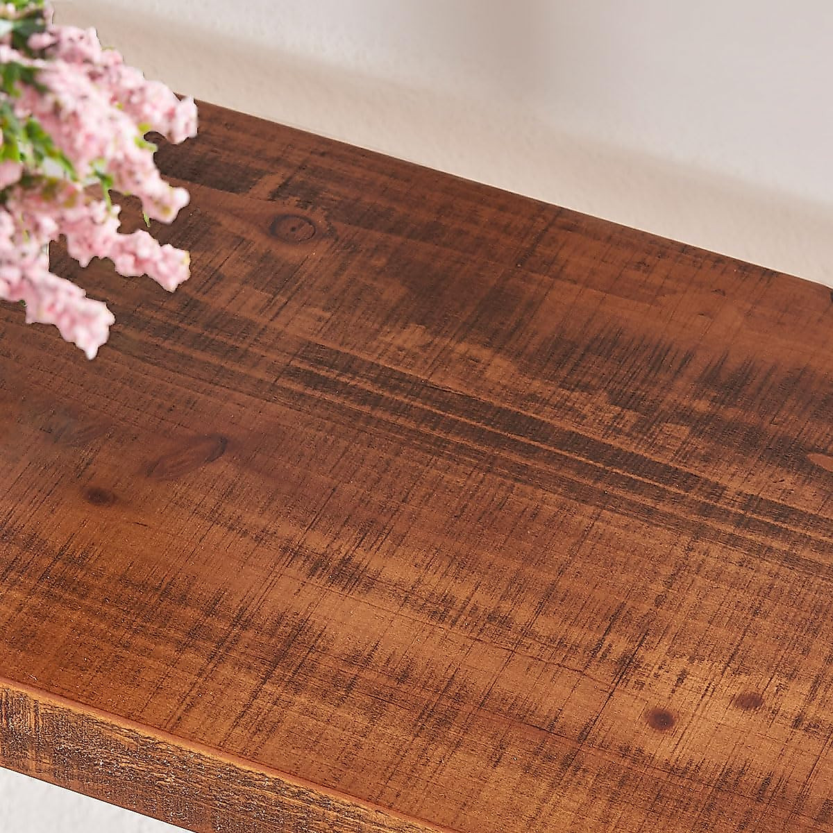 HSH Solid Wood Bookshelf, 6 Tier Tall Industrial Etagere Bookcase and Storage Shelves Heavy Duty, Rustic Large Open Vertical Metal Natural Real Wood Book Shelf for Bedroom Living Room Distressed Brown