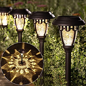 LeiDrail Solar Pathway Lights Outdoor 8 Pack Solar Walkway Lights Decorative Pathway Lights Solar Powered Waterproof Warm White Landscape Lighting for Yard Lawn Garden Sidewalk
