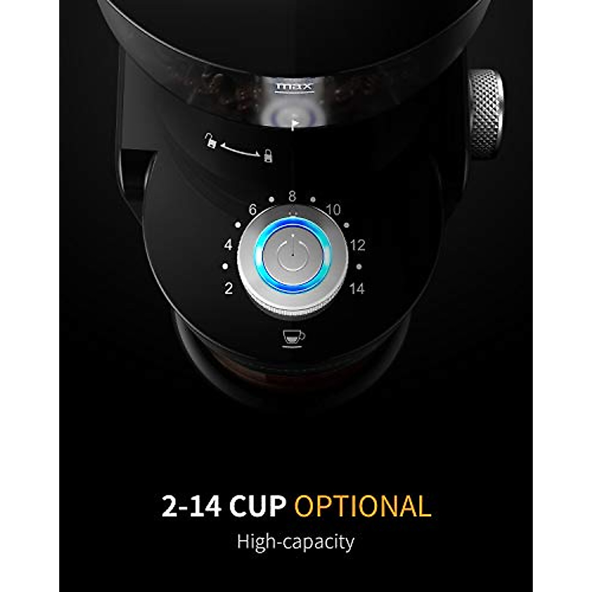 SHARDOR Electric Burr Coffee Grinder 2.0, Adjustable Burr Mill with 16 Precise Grind Setting for 2-14 Cup, Black