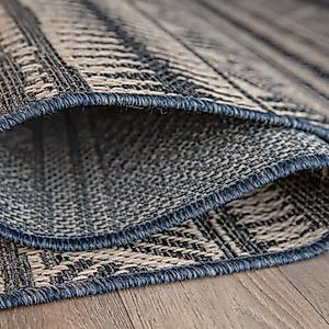 Rugshop Geometric Bohemian Indoor Outdoor Rug – Bohemian Area Rug/Outdoor Rug Deck Rugs, Non-Shedding Balcony Rugs, Boho Patio Rug, 7'10" x 10' Blue