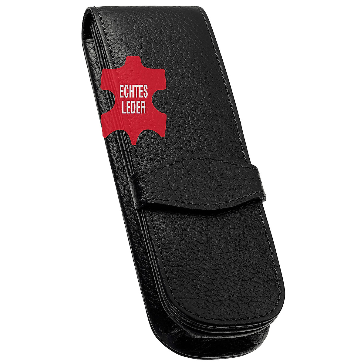 Online Leather Pen case, Made of Genuine Leather, Black, for Three pens, an Elegant Accessory for him and her