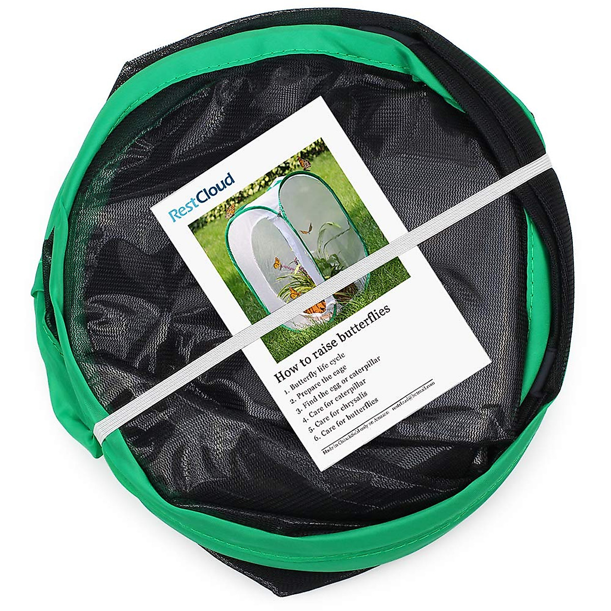 RESTCLOUD 36" Large Monarch Butterfly Habitat, Giant Collapsible Insect Mesh Cage Terrarium Pop-up 24 x 24 x 36 Inches