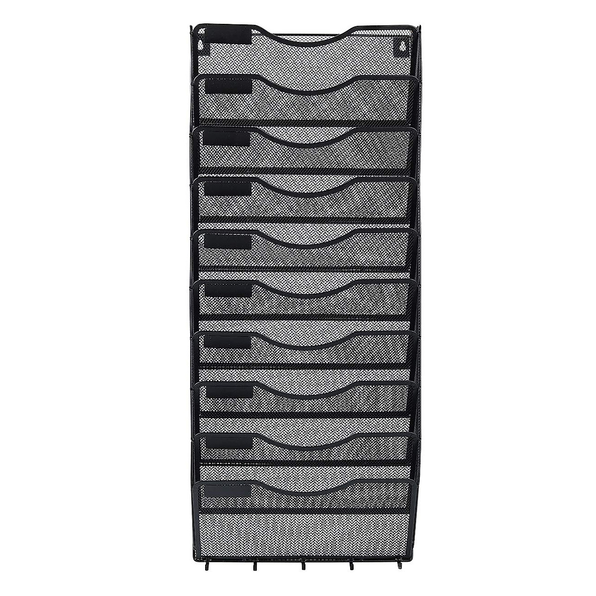 EasyPAG Hanging File Organizer Wall Mount 10 Pocket Vertical Wall Folder Holder Mail Organizer with 5 Key Hook for Office and Classroom,Black