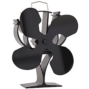 VODA New designed 4 Blades Heat Powered Stove Fan for Wood/Log Burner/Fireplace(Black)