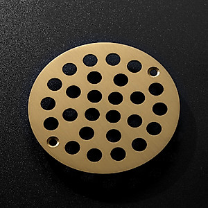 Evangeline 4 Inch Shower Drain Cover Replacement Bathroom Grate Drain Strainer Round (Brushed Gold)