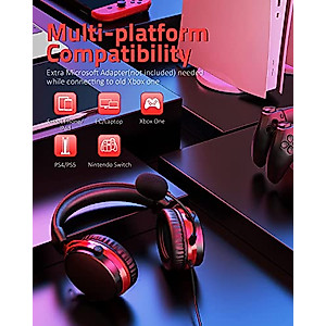 WolfLawS Gaming Headset for PS5 PS4 PC Xbox One Switch, Removable Noise Cancelling Over Ear Headphones with Mic, Bass Surround Sound, Memory Earmuffs, Wired Headsets for Mac Laptop Xbox Series