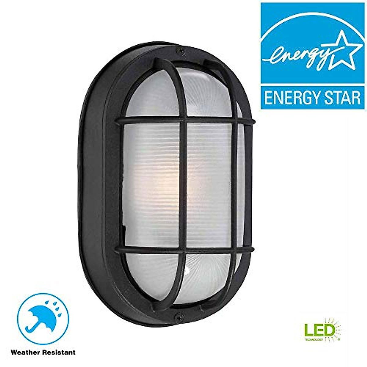Hampton Bay Black Outdoor LED Wall Lantern