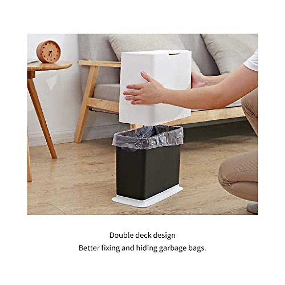 liulishop Garbage Storage Bucket Household Trash Can Thickening Bathroom Kitchen with Lid Classification Trash Can Wastebasket (Color : Black)