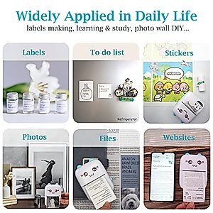 Vicbear Mini Pocket Printer, Portable Thermal Printer with 8 Rolls Printing Paper, Bluetooth Wireless Tiny Printer for Photos/Stickers/Labels/Notes/Receipts, Compatible with iOS and Android, Blue