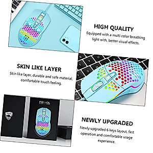 SOLUSTRE Laptop 1 PC Mute USB Honeycomb for Design Shell Backlight Accessory Bar Luminescent Compatible Hollow-Out Rainbow Desktop Home Mice RGB Optical Computer Conter Ergonomic with Wireless Mouse