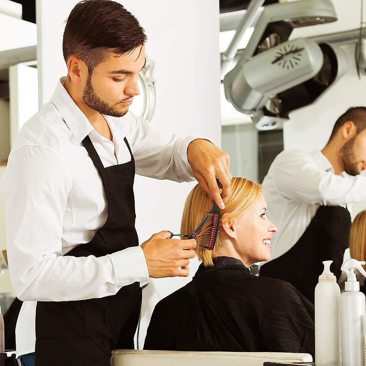 3 Packs Hair Comb, Comb with Roller, Detangling Comb with Roller Integrated Roller Hair Comb, Anti Splicing Comb for Salon Barber Hair Dye (Red)