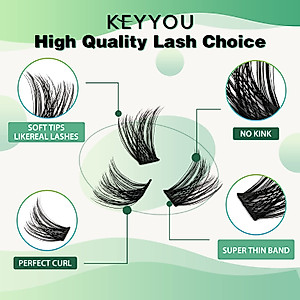 Lash Clusters,96 Pcs Cluster Lashes D Curl 10-18MIX DIY Lash Extensions Eyelash Clusters,KEYYOU Volume Wispy Individual Lashes Soft&Comfortable Easy DIY at Home(Y01,D-10-18MIX)