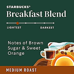 Starbucks Medium Roast K-Cup Coffee Pods — Breakfast Blend for Keurig Brewers — 1 box (10 pods)