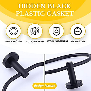 Matte Black Towel Ring, APLusee Stainless Steel Swivel Hand Towel Holder, Modern Kitchen Bathroom Accessories Home Drying Storage Rail Space Saver