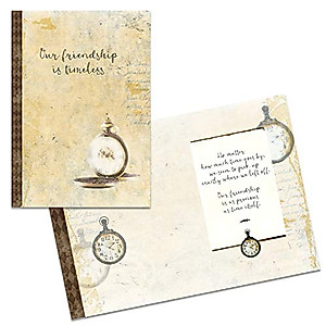 Smiling Wisdom - Timeless Friend Special Friendship Greeting Card with Time Intertwined Double Circle Necklace Gift Set - Best BFF Bestie Woman - Stainless Steel CZ (Silver)