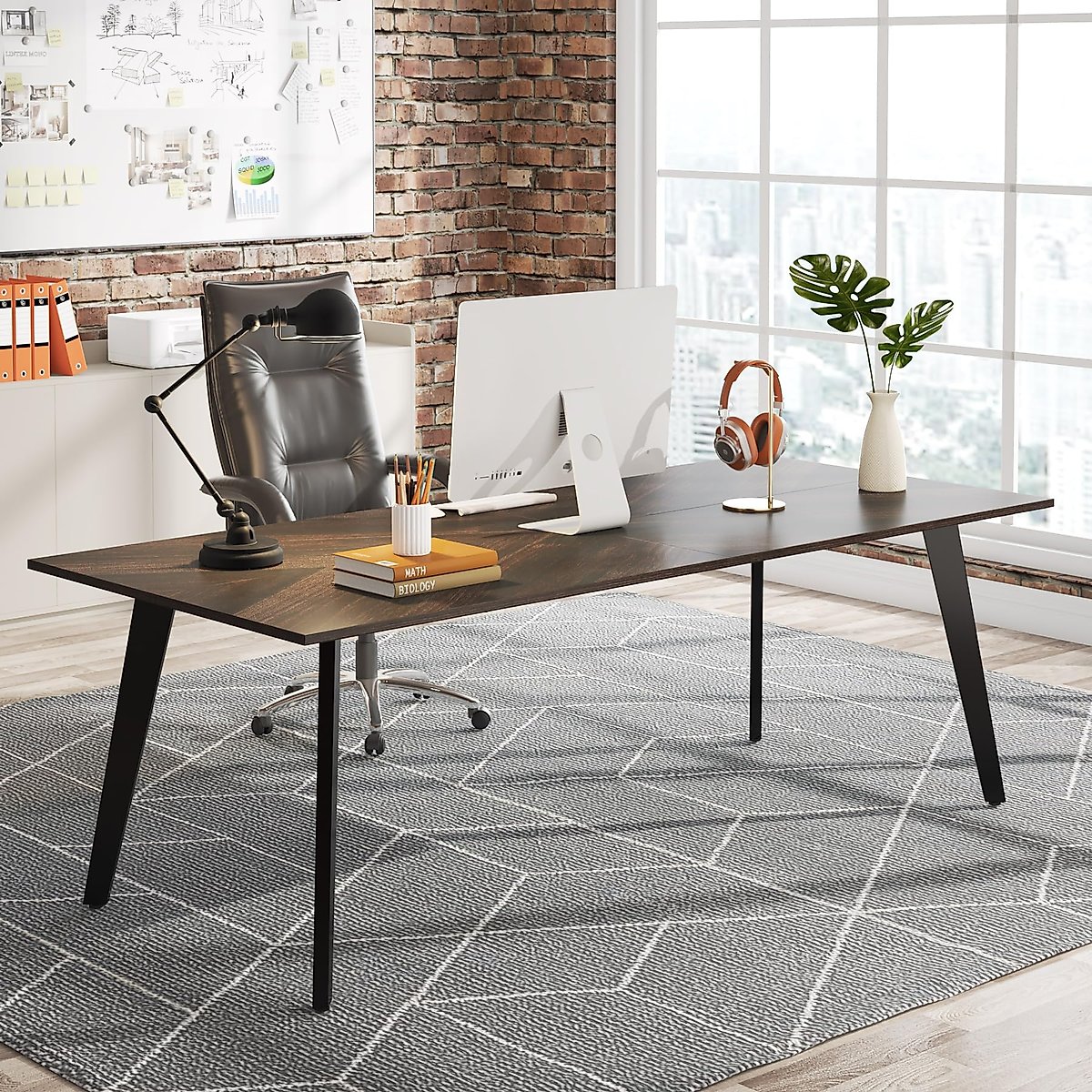 Tribesigns 6FT Conference Table, 70.2”W X 30.9”D Rectangular Meeting Room Table Seminar Table, Large Computer Desk for Home Office (Walnut)