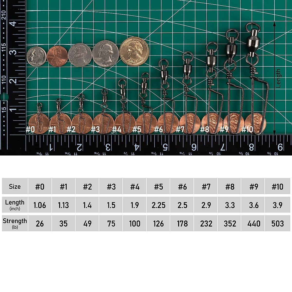 Dr.Fish 20 Pack Ball Bearing Swivels with Snap, Snap Swivels Fishing Tackle Stainless Saltwater & Freshwater Coast Lock Fishing Clips Terminal Tackle Line Lure Leader Connector 35LB