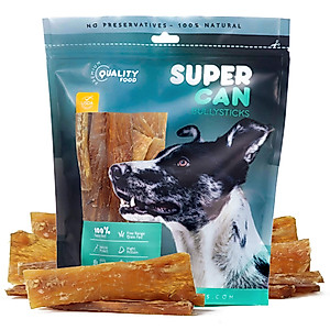 SuperCan Bully Sticks Beef Tendon Chews for Dogs (6'' Backstrap Sticks: 25 Count) | Natural Farm Raised Cattle Treats | Long Lasting as Bully Sticks | Promoting Healthy Joints