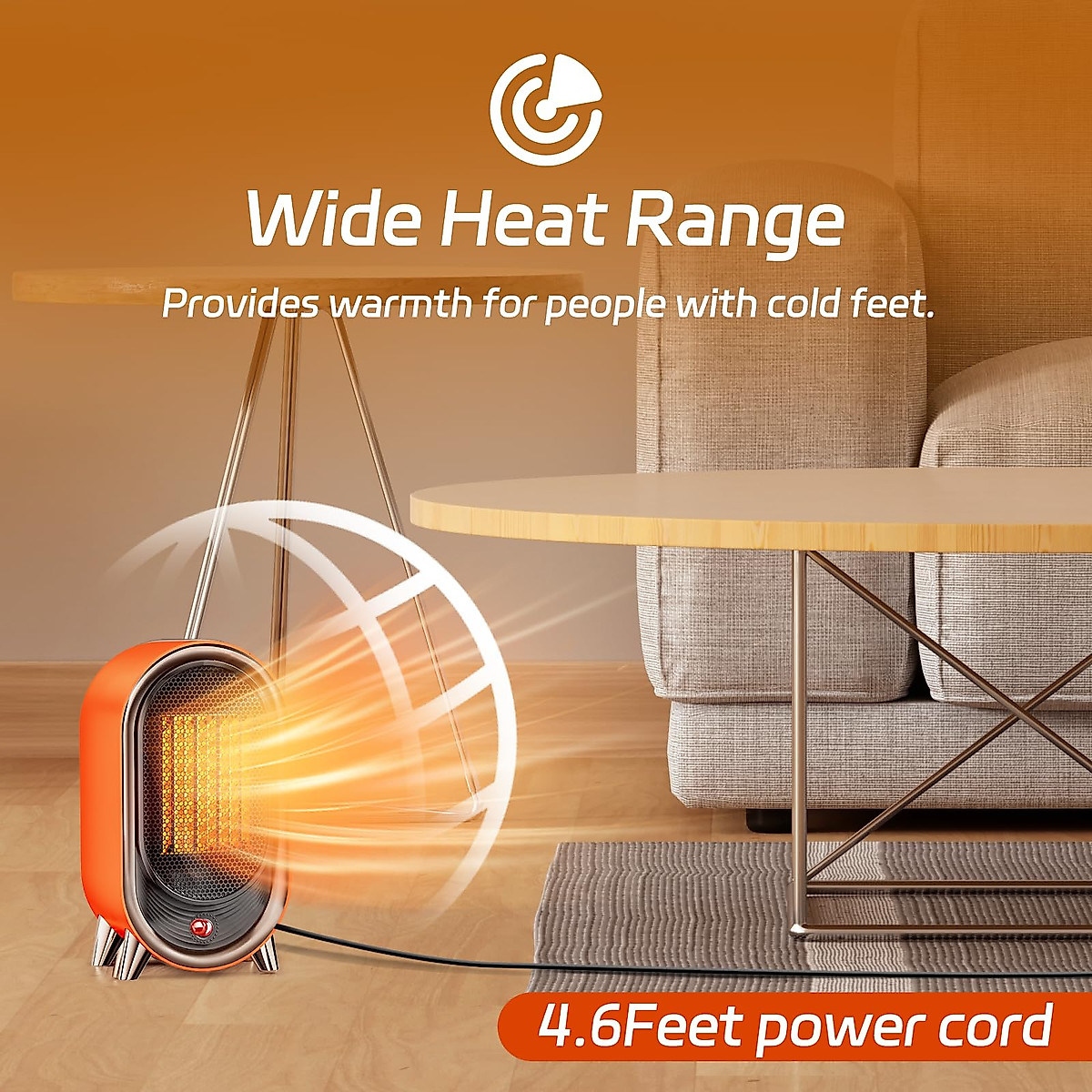 Electric Portable Space Heater - 1500W Adjustable PTC Fast Heating Ceramic Heater Features Timer and Oscillation, Mini Heater with Remote Control for Bedroom,Desk,Office and Indoor Use (Black) 1