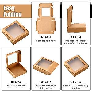 Zonon 30 Pcs Soap Boxes for Homemade Soap Boxes Packaging Small Gift Box Mini Kraft Treat Boxes with Window Present Packaging Box for Bakery Candy Soap Making,4.13 x 4.13 x 1.18 Inch(Brown)