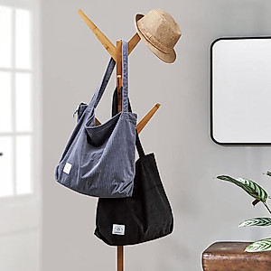 KALIDI Large Totes Bag Women Corduroy Shoulders Handbag Lightweight Shopping Purse with Zipper Pockets, Green