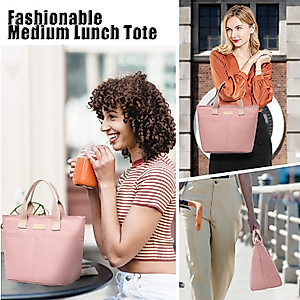 Weitars Lunch Bag For Women,Small Lunch Tote Bag Insulated Cute Lunch Bags For Women Snacks Leakproof Thermal Lunch Purse For Work Picnic/Hiking/Beach/Shopping (Pink)