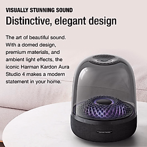 Harman Kardon Aura Studio 4 - Bluetooth Home Speaker - Superior Sound Performance - 5 Diamond-Effect Lighting Themes - Made with Recycled Materials