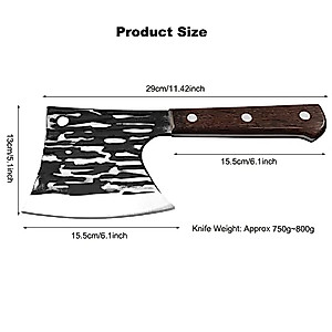 Fubinaty Meat Cleaver Chopping Bone Knife Handmade Forged Chef Knife Heavy Duty Kitchen Cooking knives High Carbon Steel Butcher Knife with Wenge Wood Handle for Home, Kitchen, Restaurant