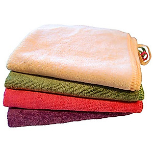 Plush Microfiber Towels/WASHCLOTHS, Ultra Soft Thick (Purple, Pink, Green, Yellow)