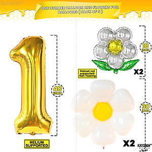 KatchOn, First Bee Day Decorations Girl - Pack of 18 | Happy Bee Day Balloons for Bee Birthday Party Decorations | Yellow Bee Themed Party Supplies | First Bee Balloons, 1st Bee Day Party Decorations